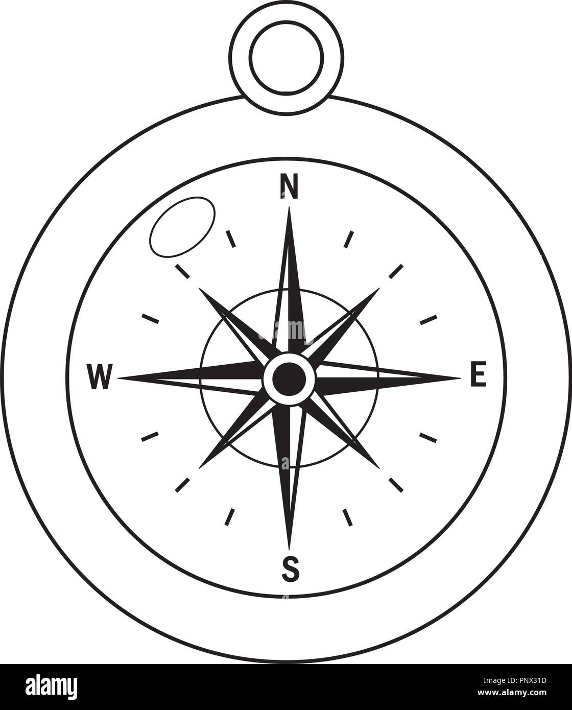 Outline Compass Object Exploration And Navigation Destination Stock
