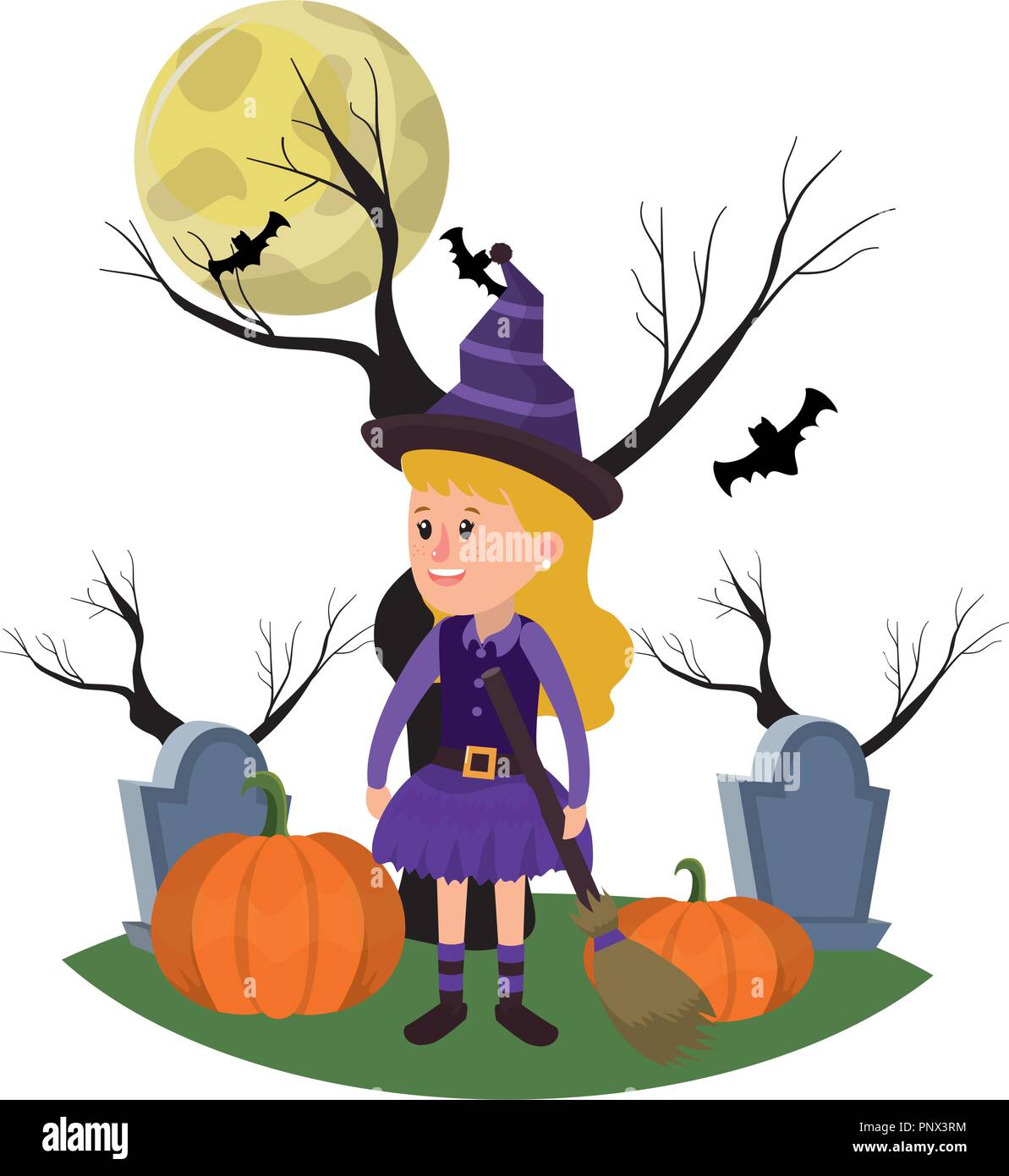 Funny girl in witch Stock Vector Images - Alamy