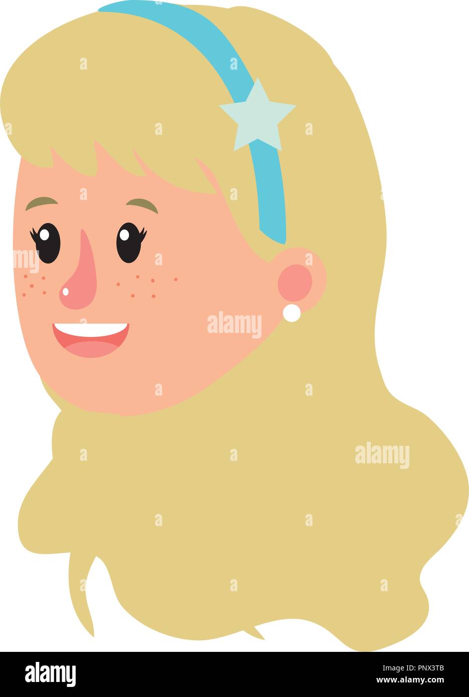 happy girl head with long hairstyle Stock Vector Image & Art - Alamy
