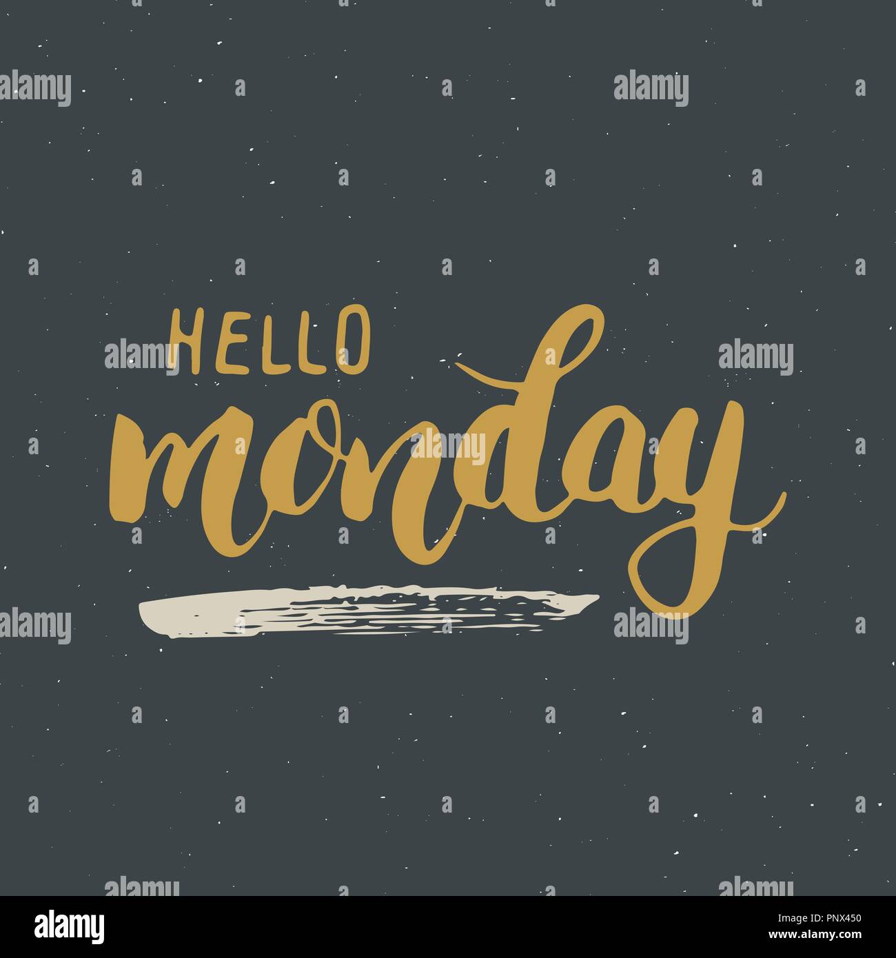 Hello monday lettering quote, Hand drawn calligraphic sign. Vector ...