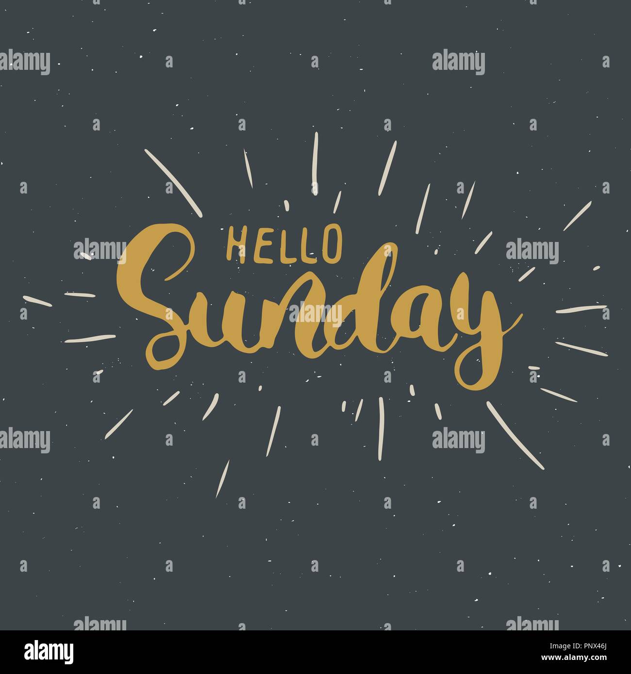 Hello Sunday lettering quote, Hand drawn calligraphic sign. Vector ...