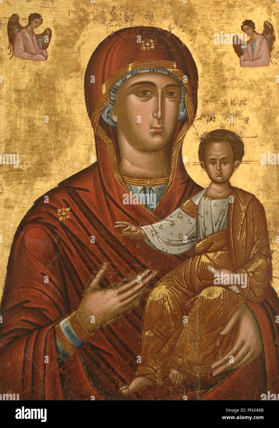 Byzantine art. Greece. Virgin Hodegetria. Icon from the church of Agios ...