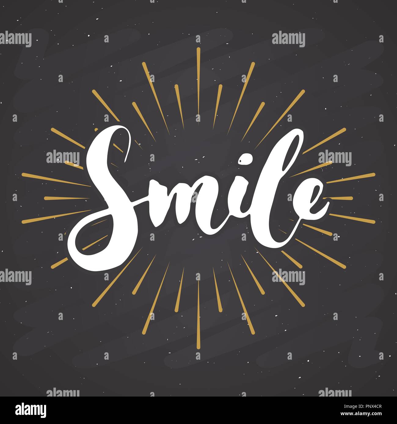 Smile lettering handwritten sign, Hand drawn grunge calligraphic text ...