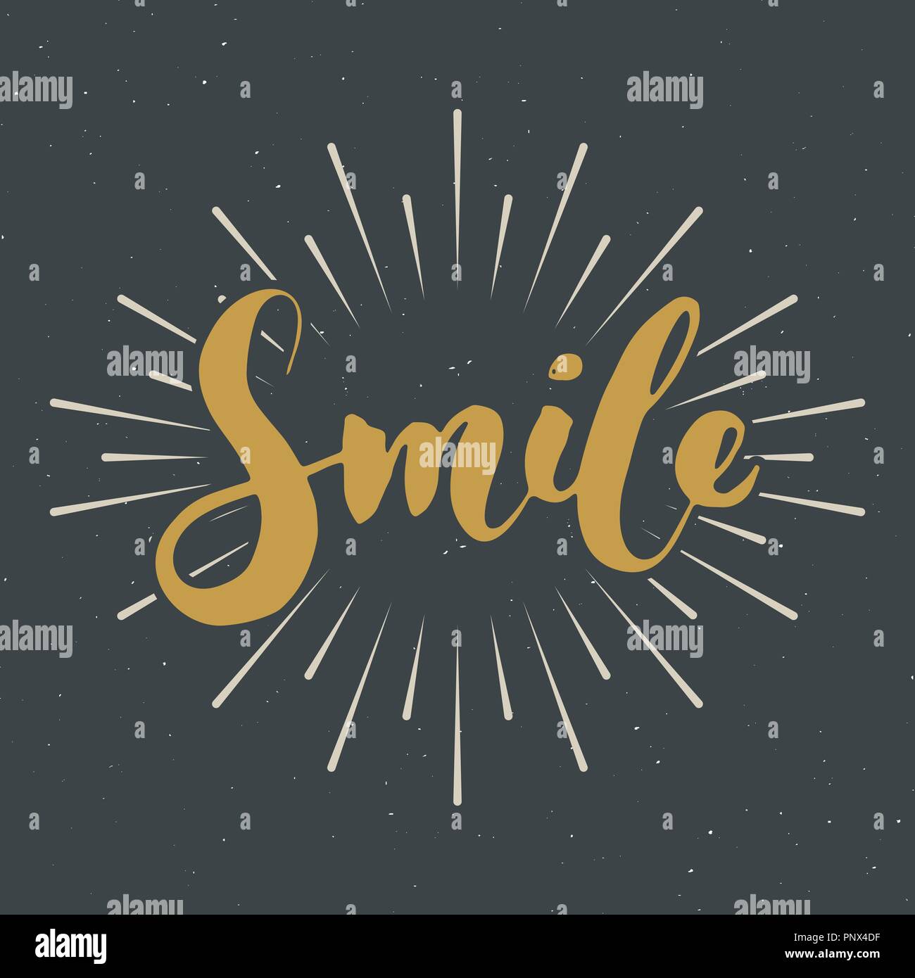 Smile lettering handwritten sign, Hand drawn grunge calligraphic text ...
