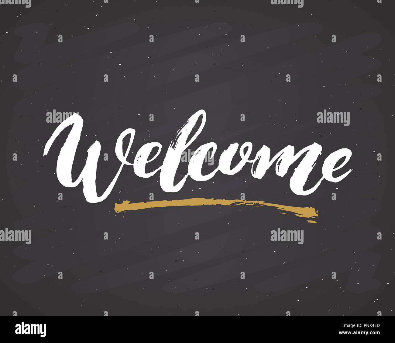 Welcome lettering handwritten sign, Hand drawn grunge calligraphic text ...