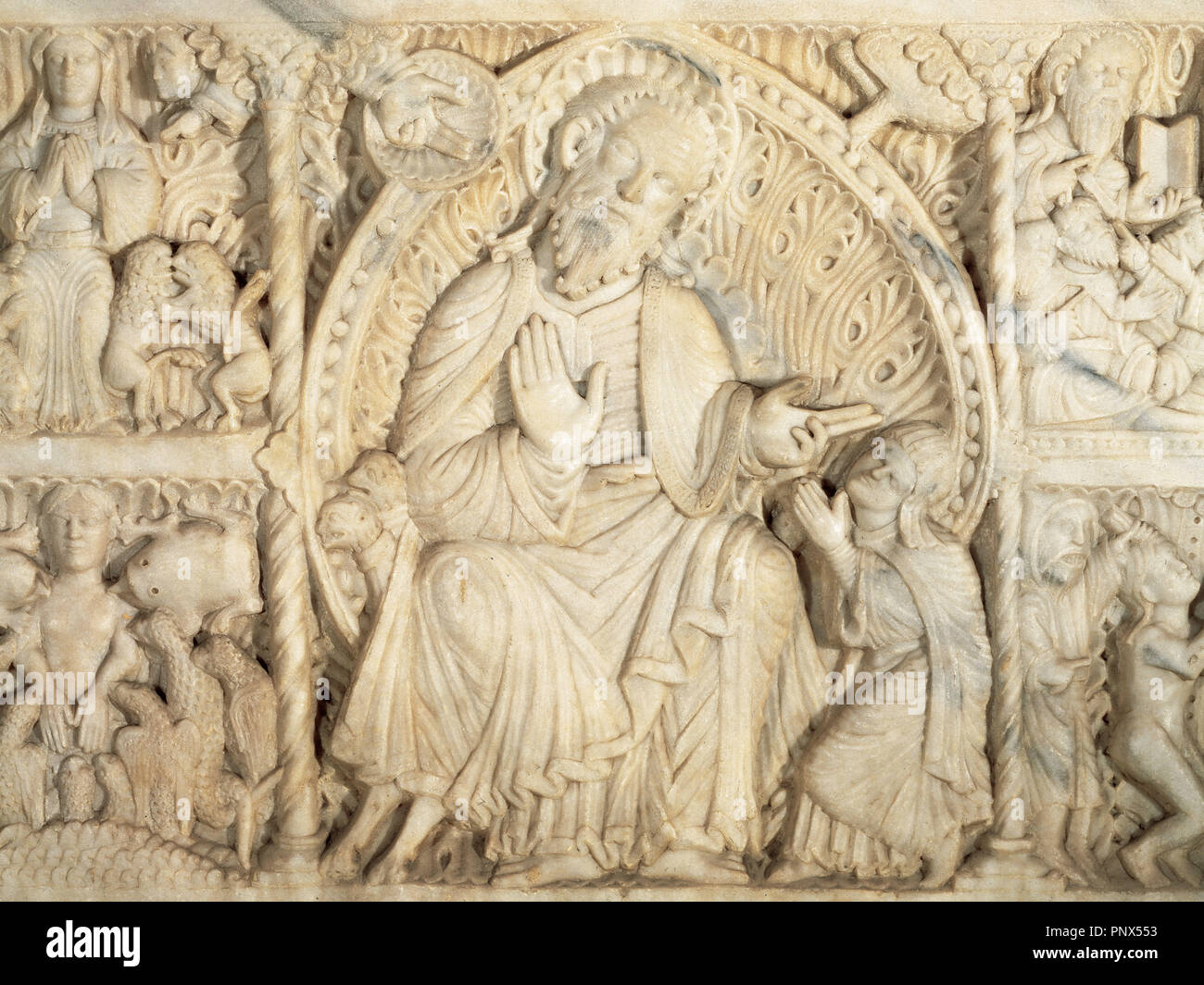 Romanesque altar frontal. 1220. White marble reliefs. Mandorla ...