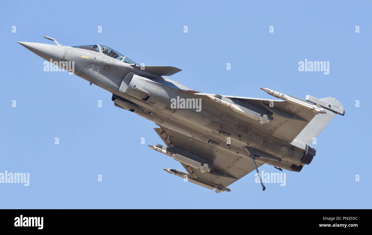 French Navy Rafale M multirole fighter jet flying at the 2018 Royal ...