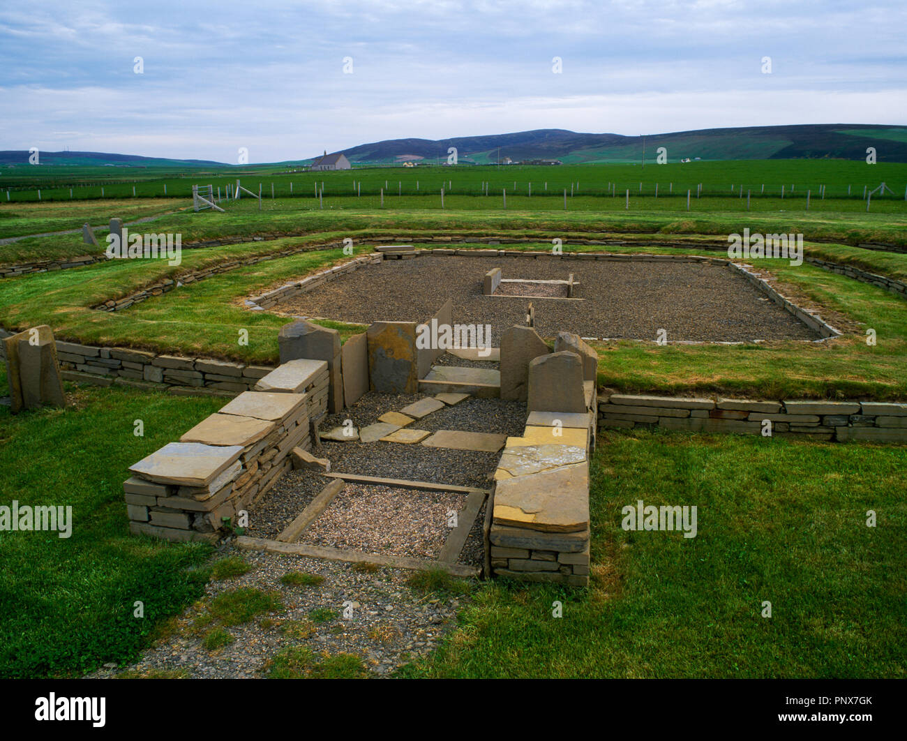 View SE of reconstructed ritual house/temple (Structure 8) at Barnhouse ...