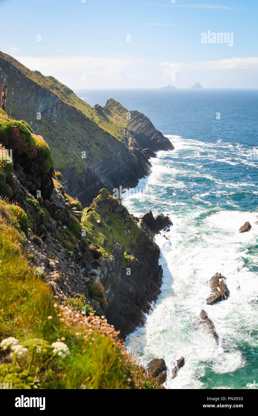 Cliffs of Kerry looking towards Skellig Islands Stock Photo - Alamy
