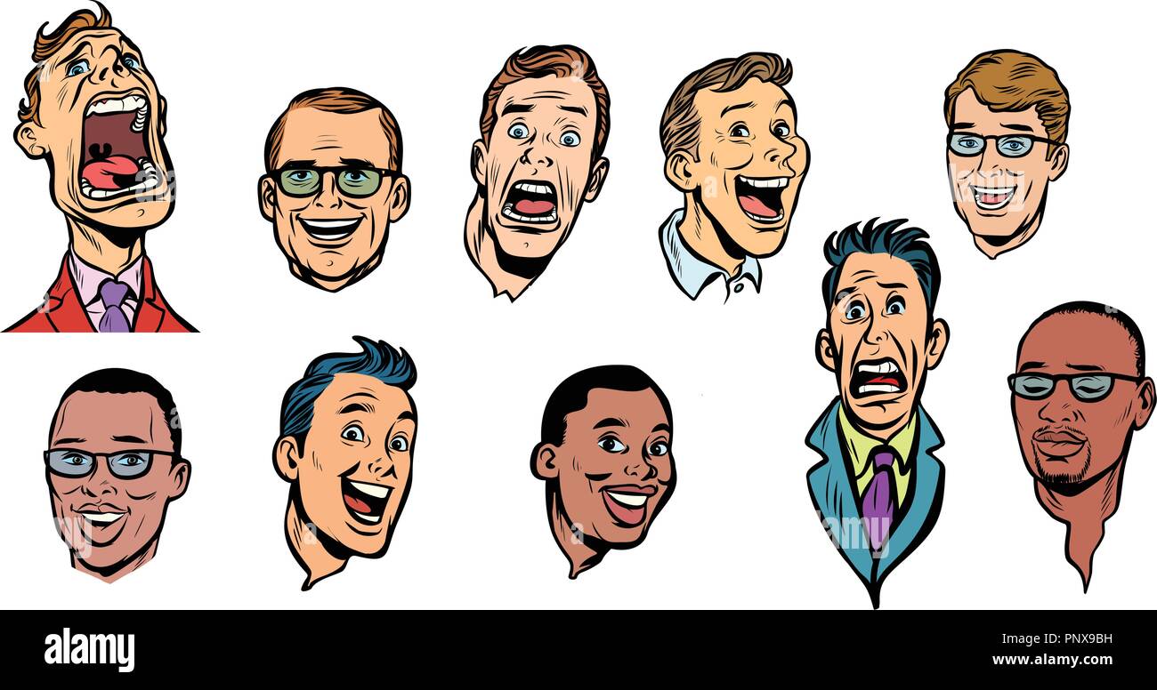 men face set collection. isolate on white background Stock Vector Image ...