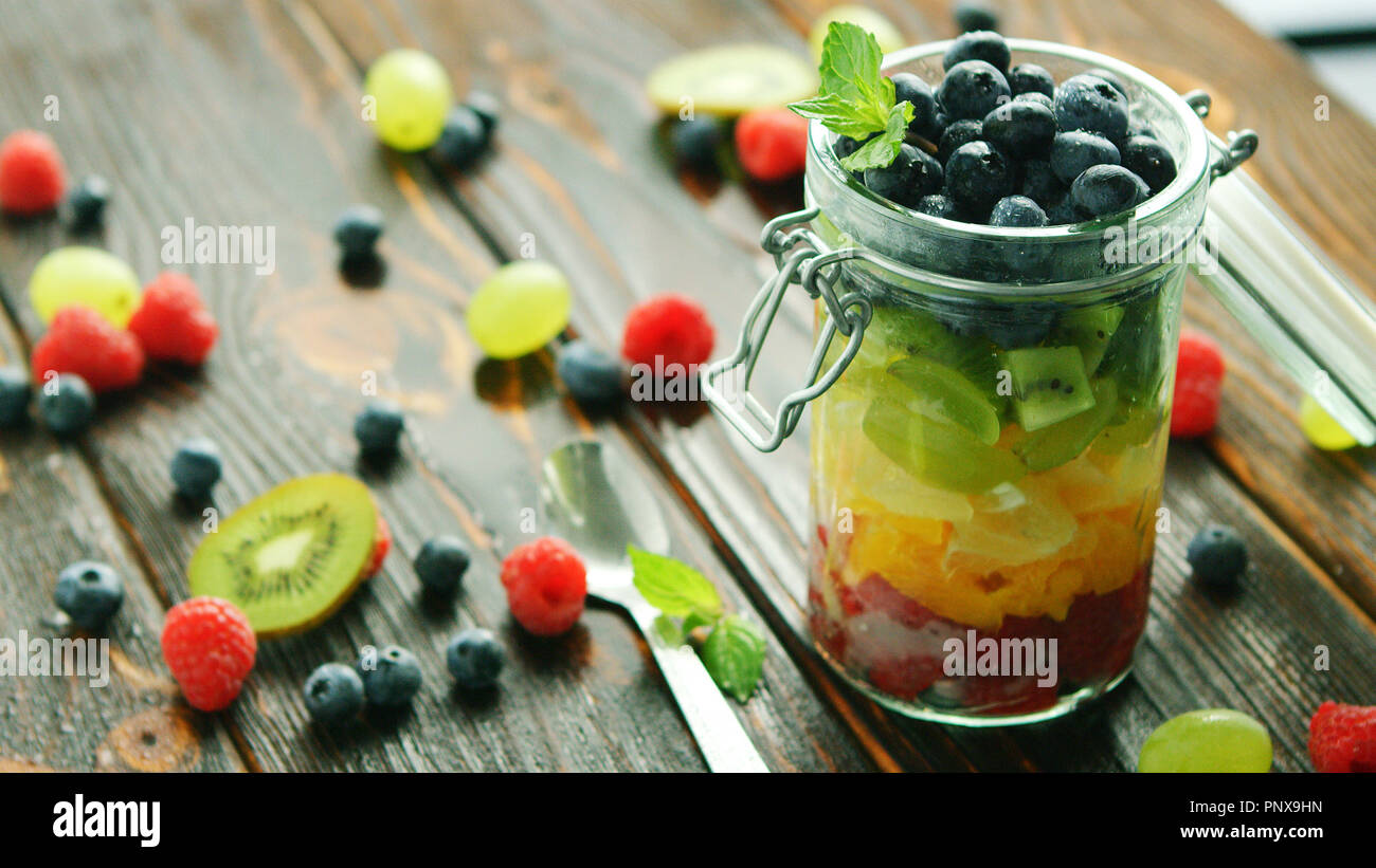 Assortment of fruits in jar Stock Photo - Alamy