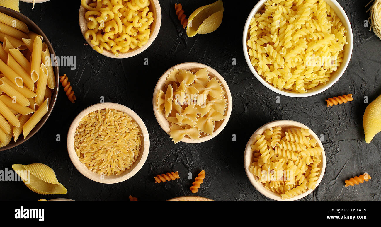 Top view of pasta in bowls Stock Photo - Alamy