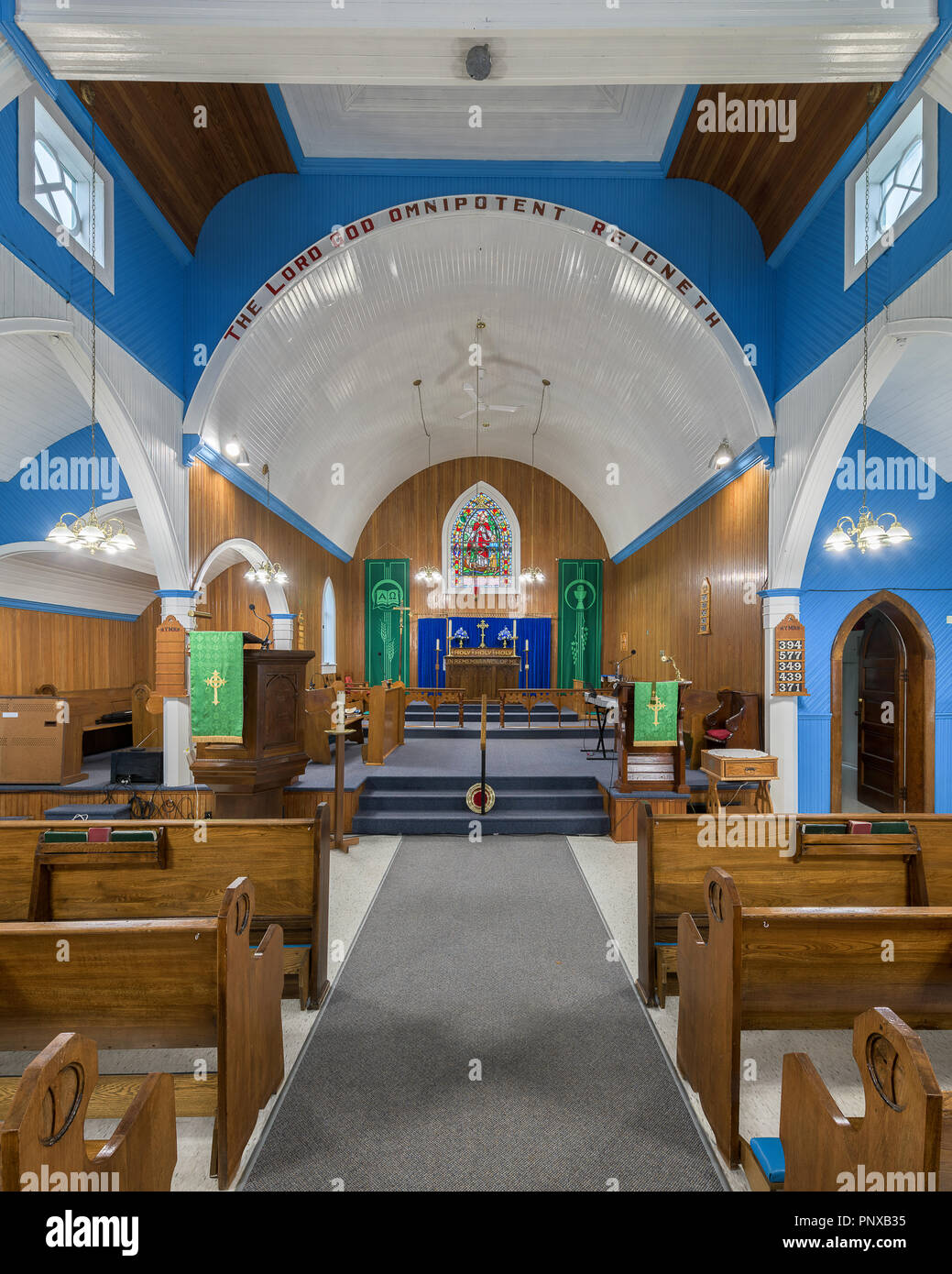 Interior of the historic Holy Trinity Anglican Church on Highway 406 in ...