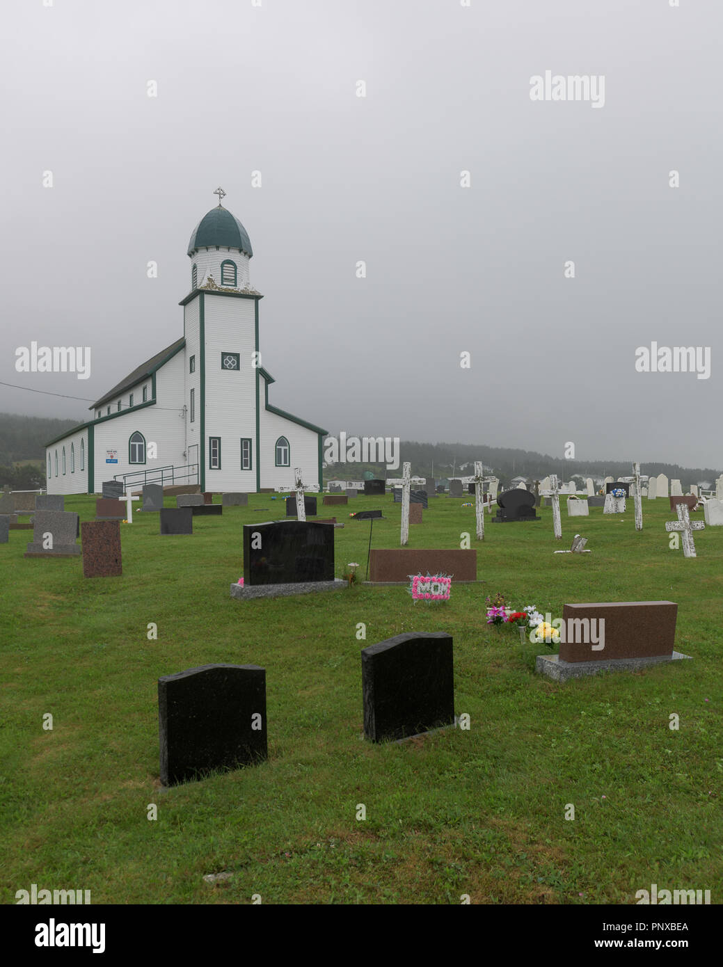 Exterior of the Holy Trinity Anglican Church and cemetery on Highway ...