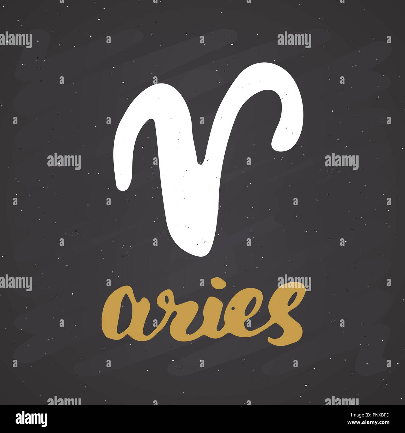 Zodiac sign Aries and lettering. Hand drawn horoscope astrology symbol ...