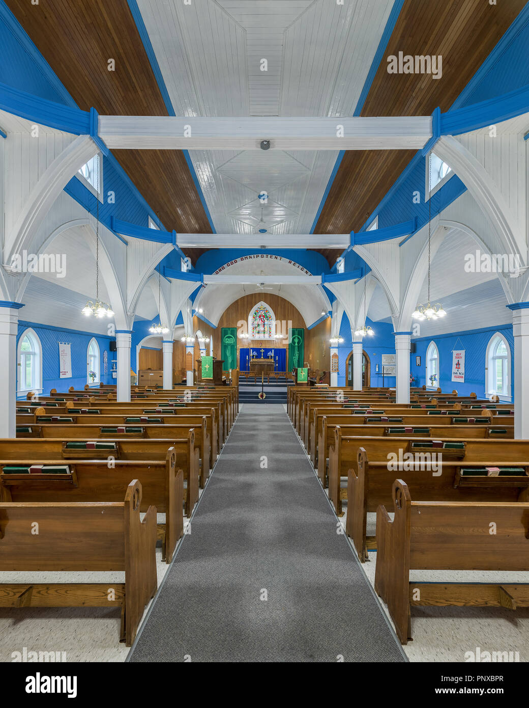 Interior of the historic Holy Trinity Anglican Church on Highway 406 in ...