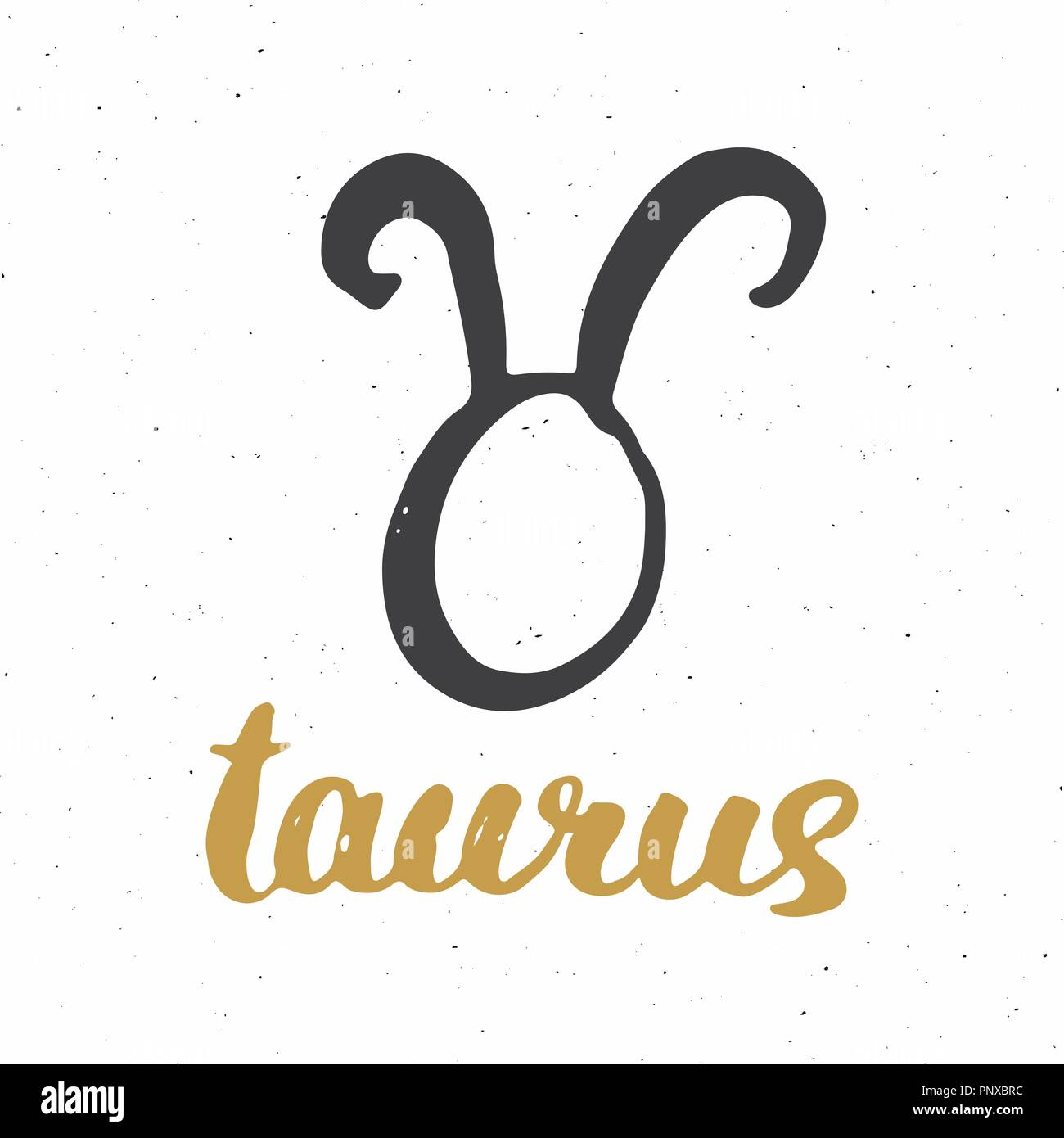 Zodiac sign Taurus and lettering. Hand drawn horoscope astrology symbol ...