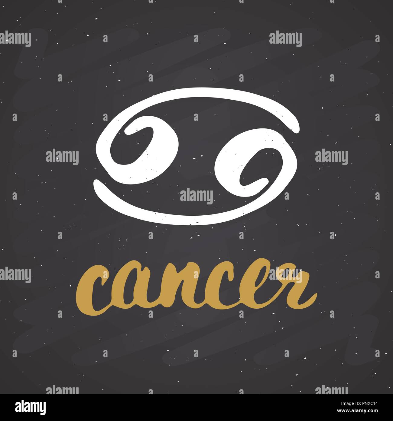 Zodiac sign Cancer and lettering. Hand drawn horoscope astrology symbol ...