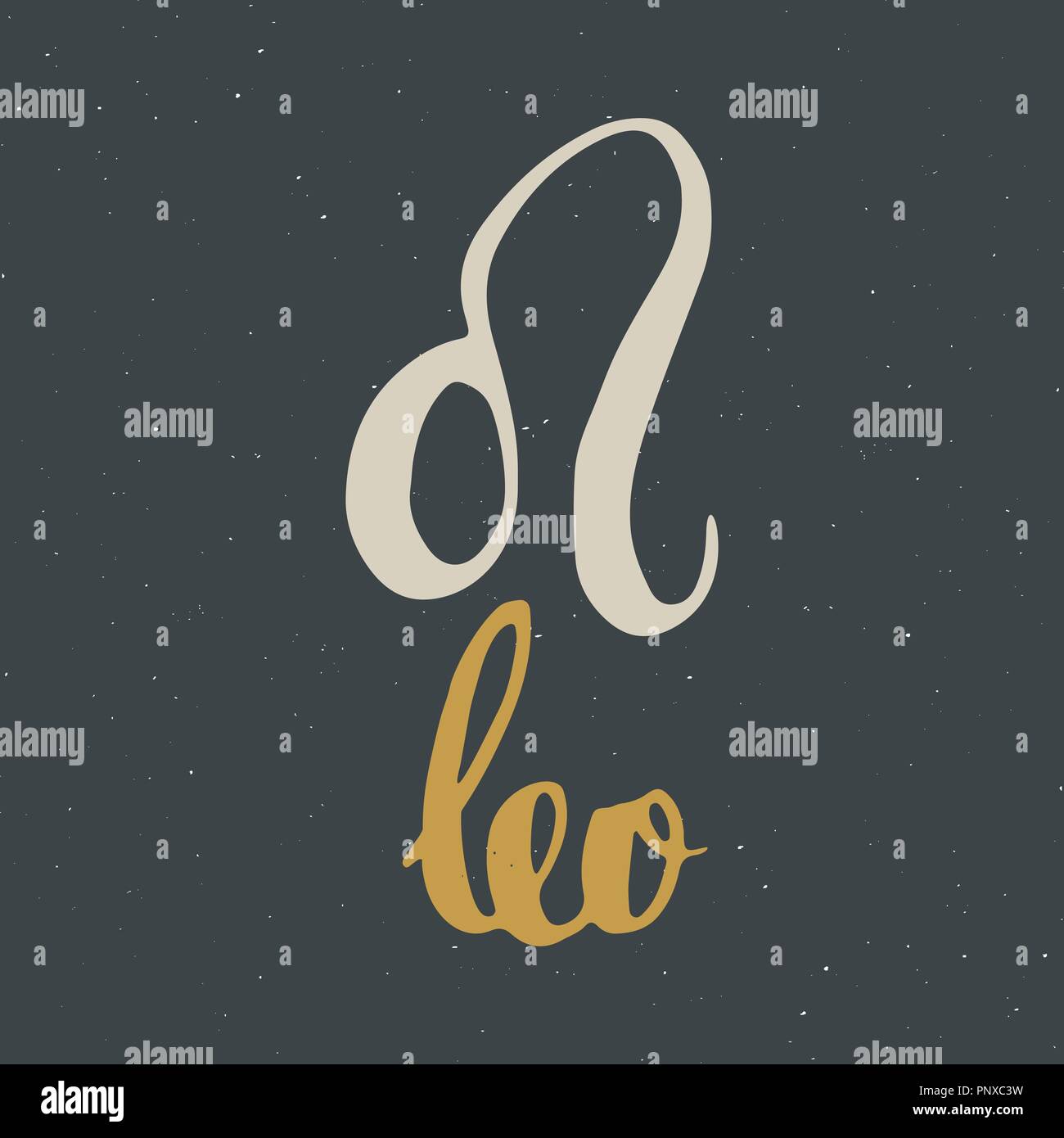 Zodiac sign Leo and lettering. Hand drawn horoscope astrology symbol ...