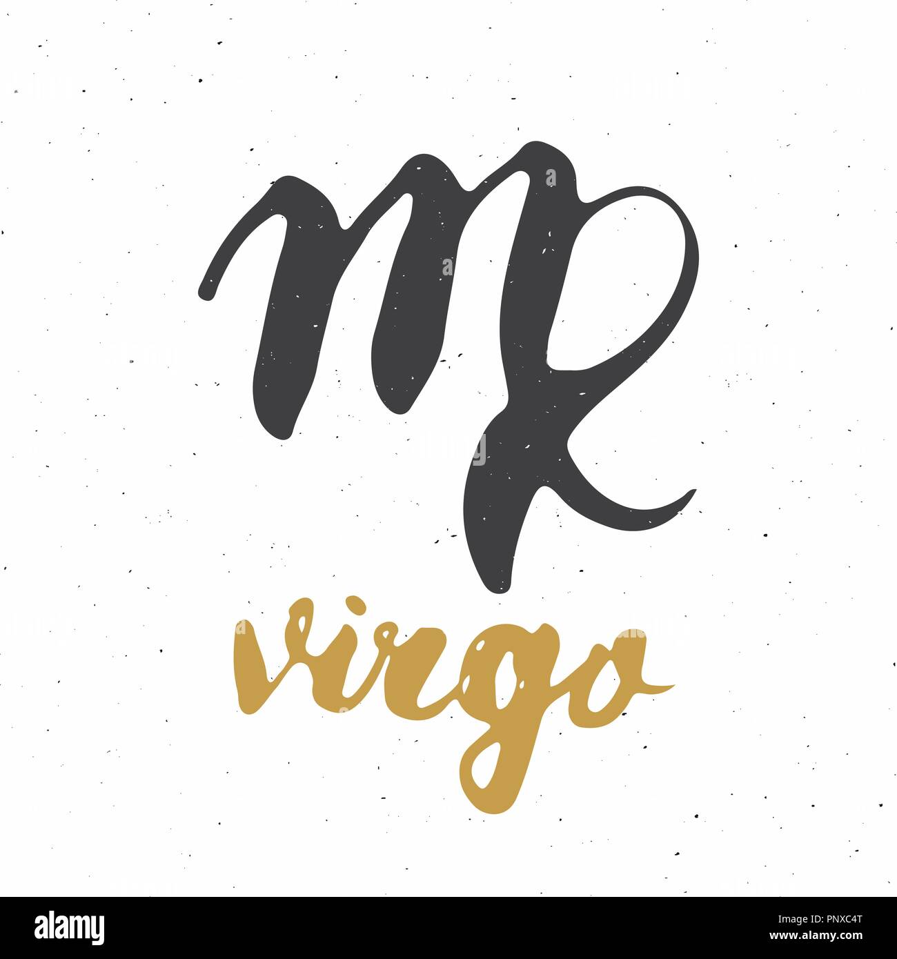 Zodiac sign Virgo and lettering. Hand drawn horoscope astrology symbol ...