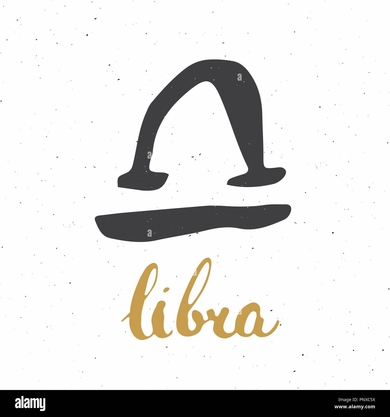 Zodiac sign Libra and lettering. Hand drawn horoscope astrology symbol ...
