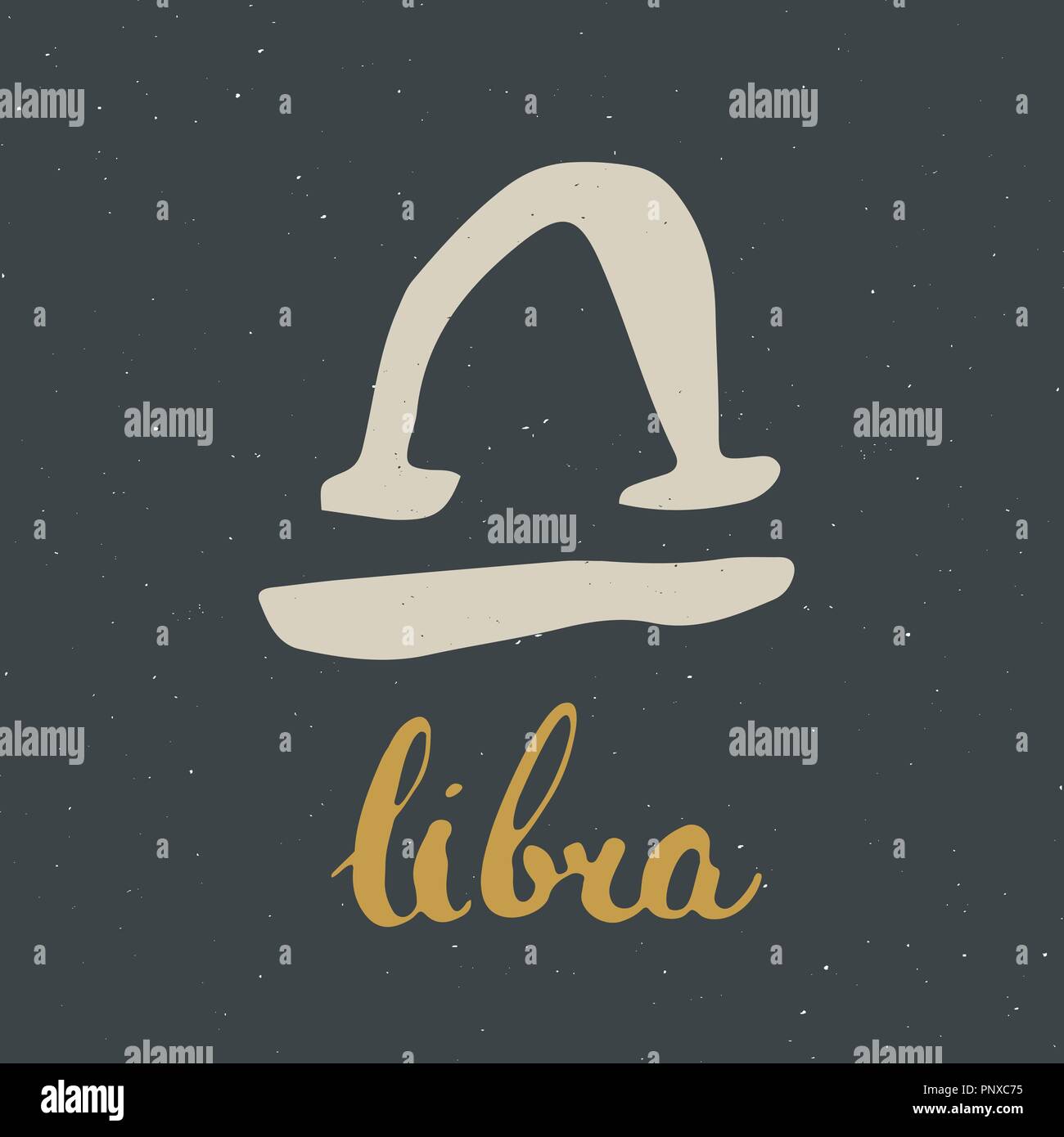 Zodiac sign Libra and lettering. Hand drawn horoscope astrology symbol ...