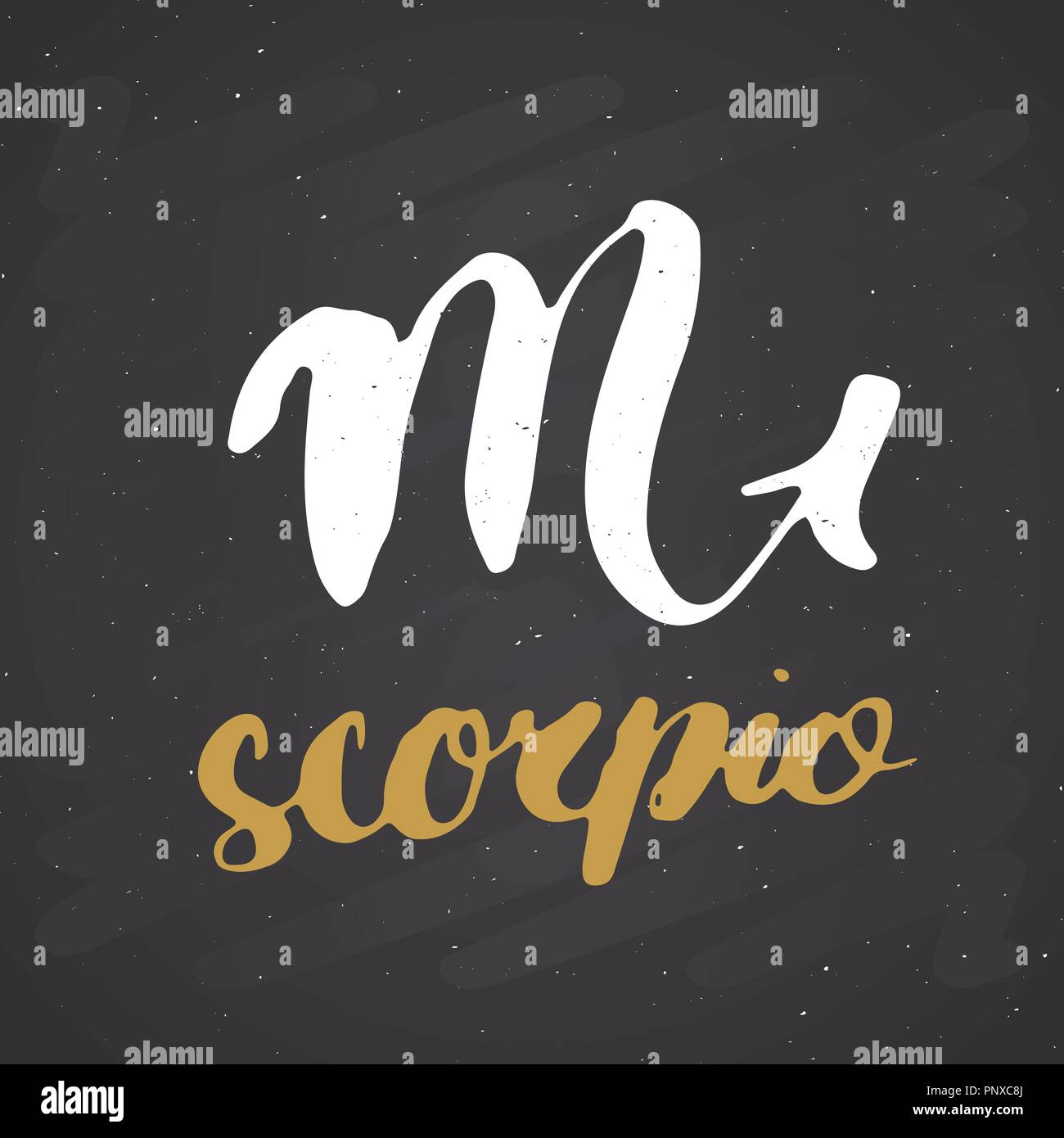 Zodiac sign Scorpio and lettering. Hand drawn horoscope astrology ...