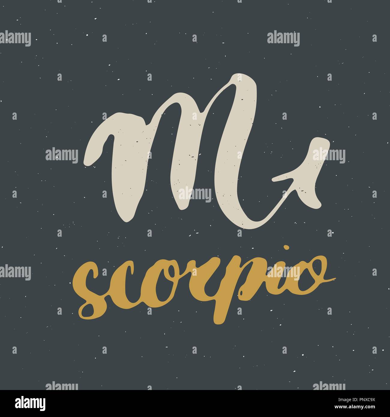 Zodiac sign Scorpio and lettering. Hand drawn horoscope astrology ...