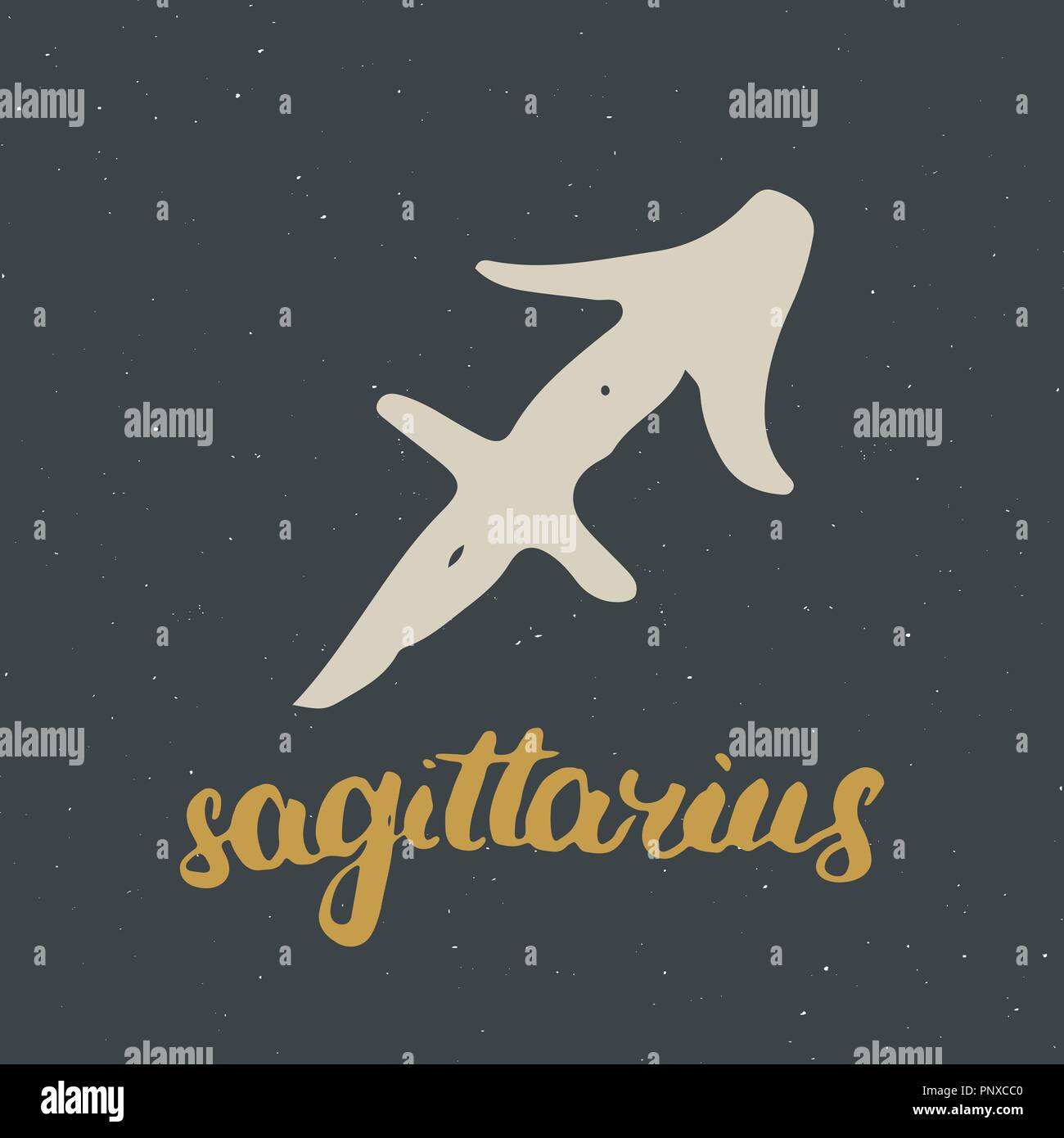 Zodiac sign Sagittarius and lettering. Hand drawn horoscope astrology ...