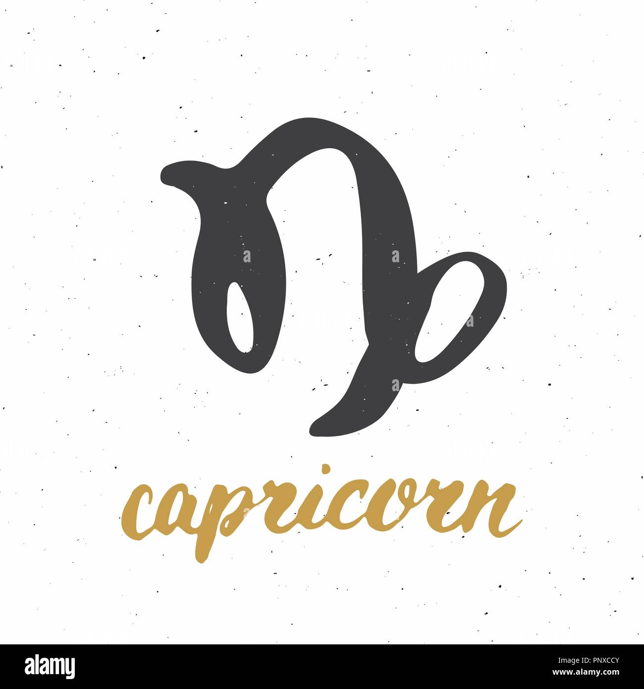 Zodiac sign Capricorn and lettering. Hand drawn horoscope astrology ...