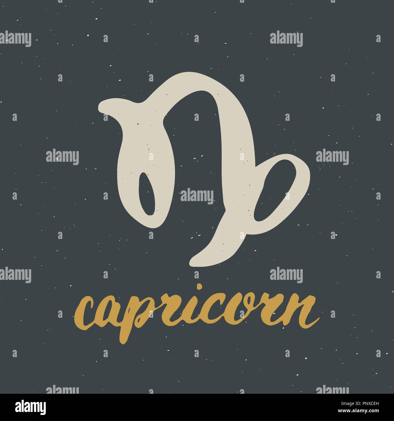Zodiac sign Capricorn and lettering. Hand drawn horoscope astrology ...