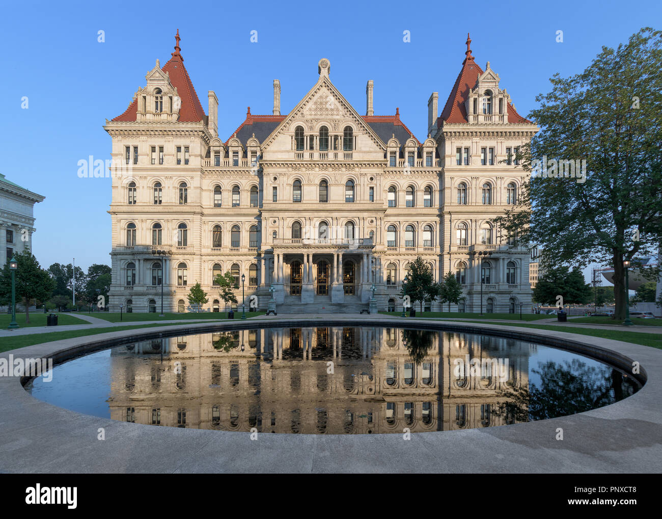 New York State Capitol building and its reflection from West Capitol ...