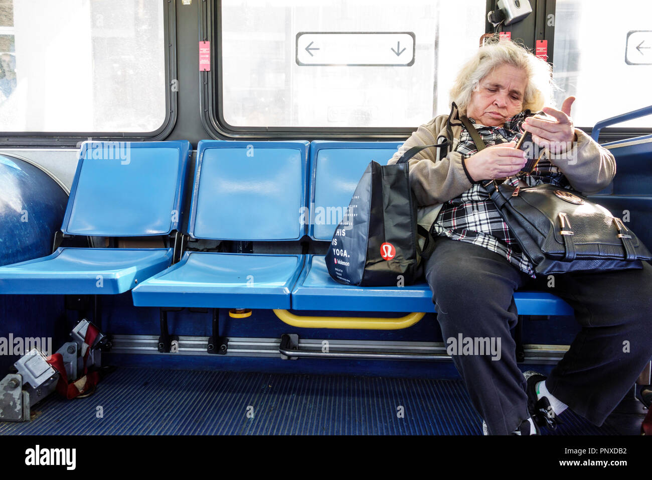 Miami Beach Florida,Miami-Dade Metrobus bus,senior seniors old citizen ...