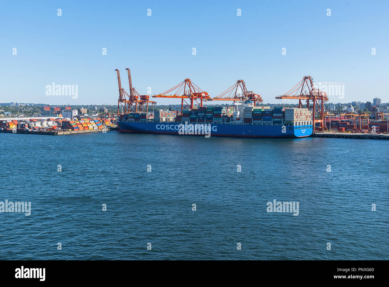 COSCO Vancouver shipping barge, Canada Stock Photo - Alamy