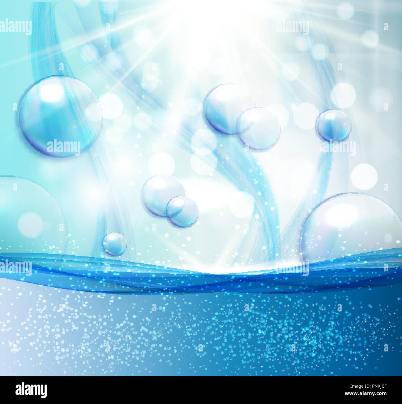 Abstract Blue underwater ocean Wave Background. Vector Illustration ...