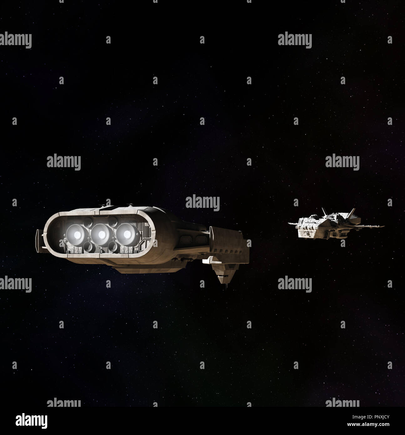 Space Ships Meeting in Outer Space Stock Photo - Alamy