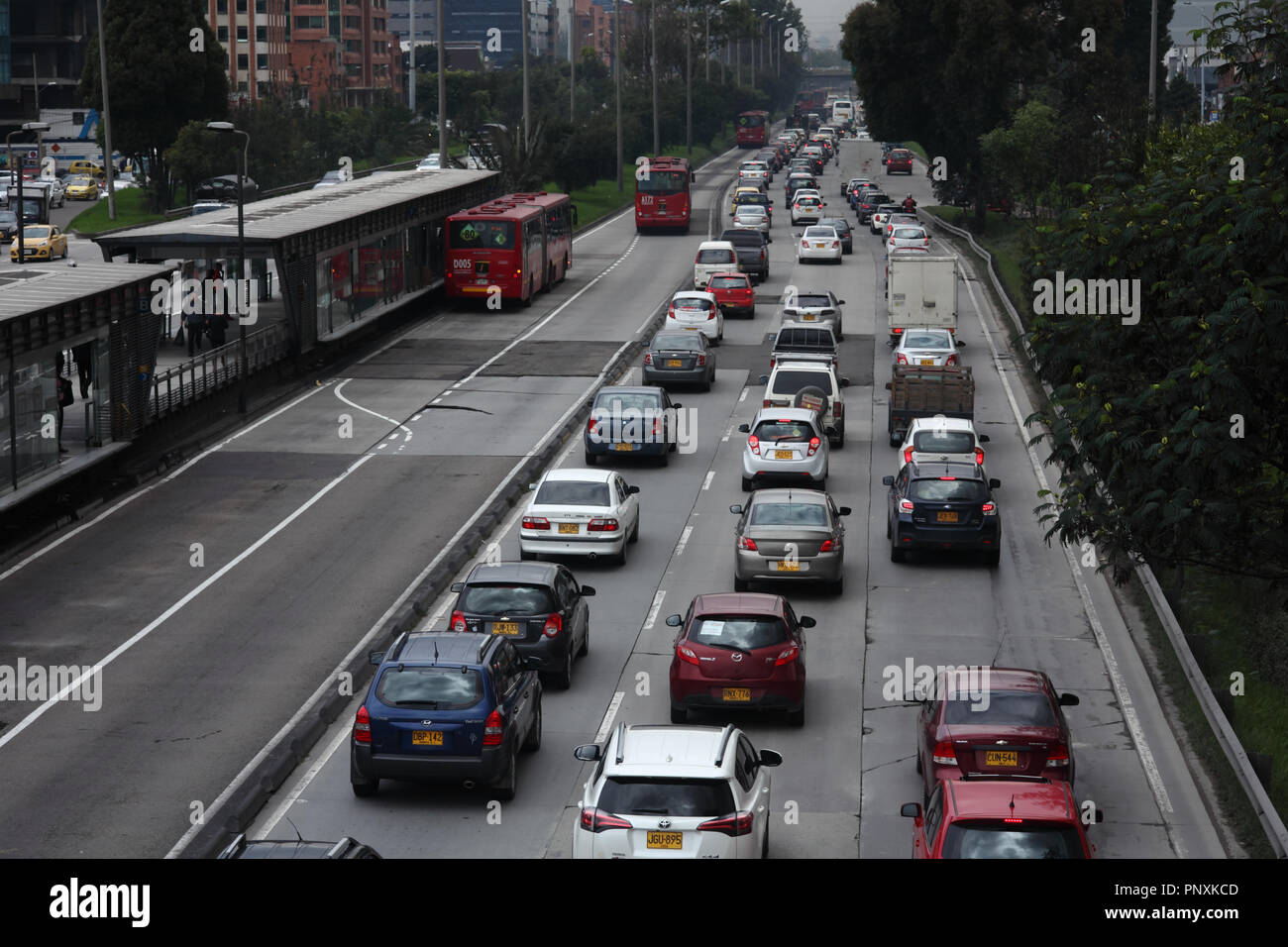 Bogota, Colombia - May 17, 2017: The traffic on the Southbound ...