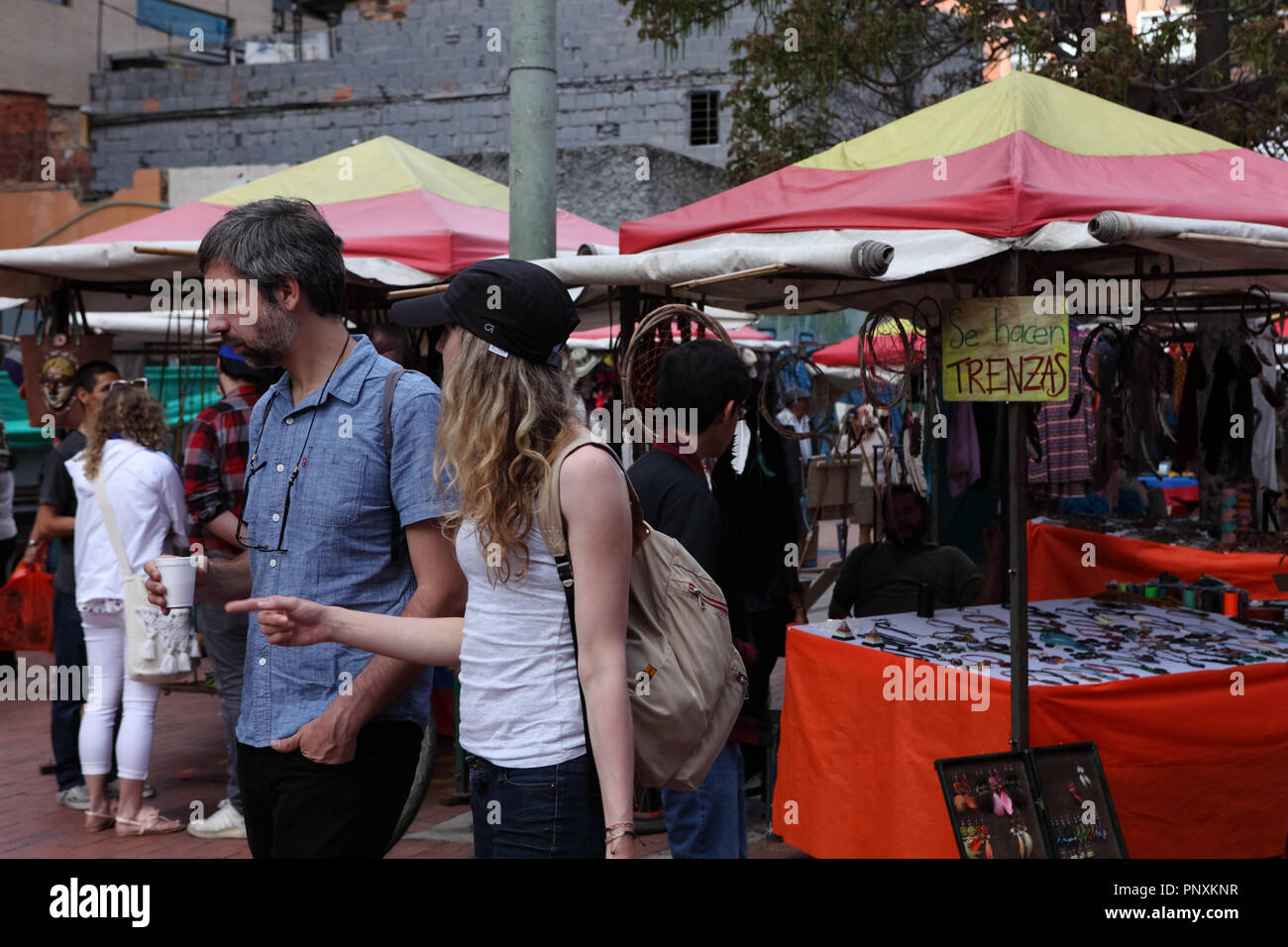 Bogota, Colombia - May 21, 2017: Huge crowd visits the Flea Market to ...