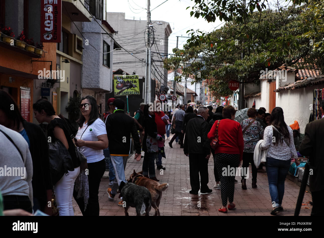 Bogota, Colombia - May 21, 2017: Huge crowd visits the Flea Market to ...