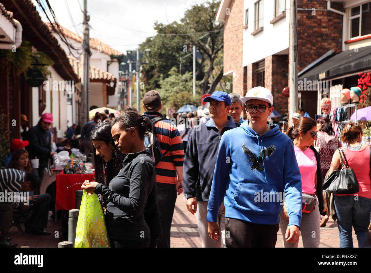 Bogota, Colombia - May 21, 2017: Huge crowd visits the Flea Market to ...