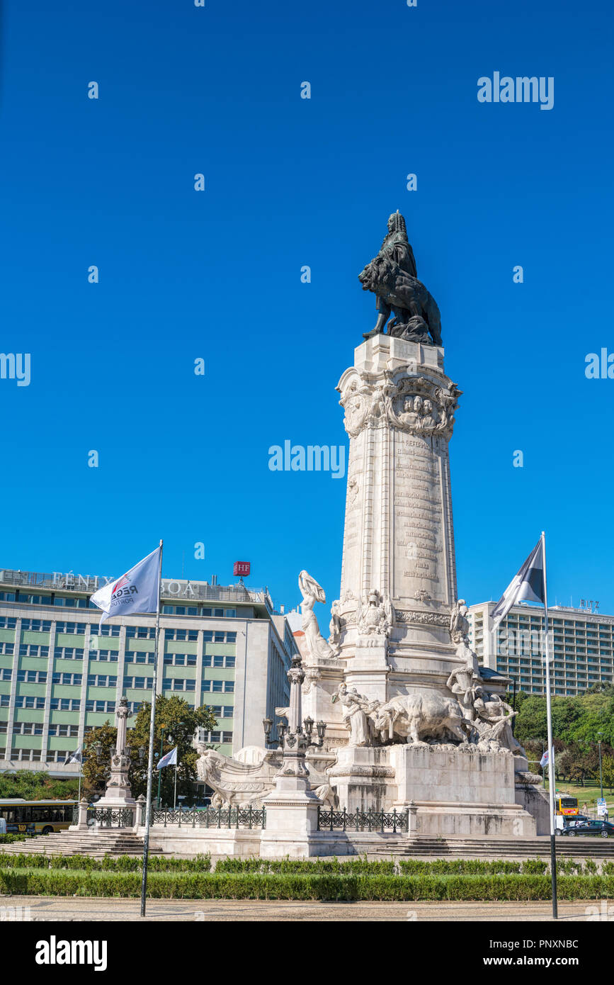 The Marquess of Pombal Square a roundabout in the city of Lisbon ...