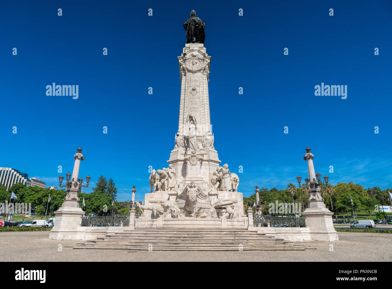 The Marquess of Pombal Square a roundabout in the city of Lisbon ...