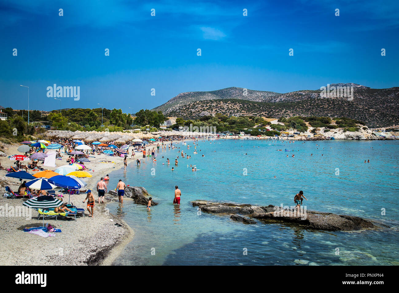 ATHENS, GREECE - JUNE 19, 2016: People on the Althea beach in Vari ...