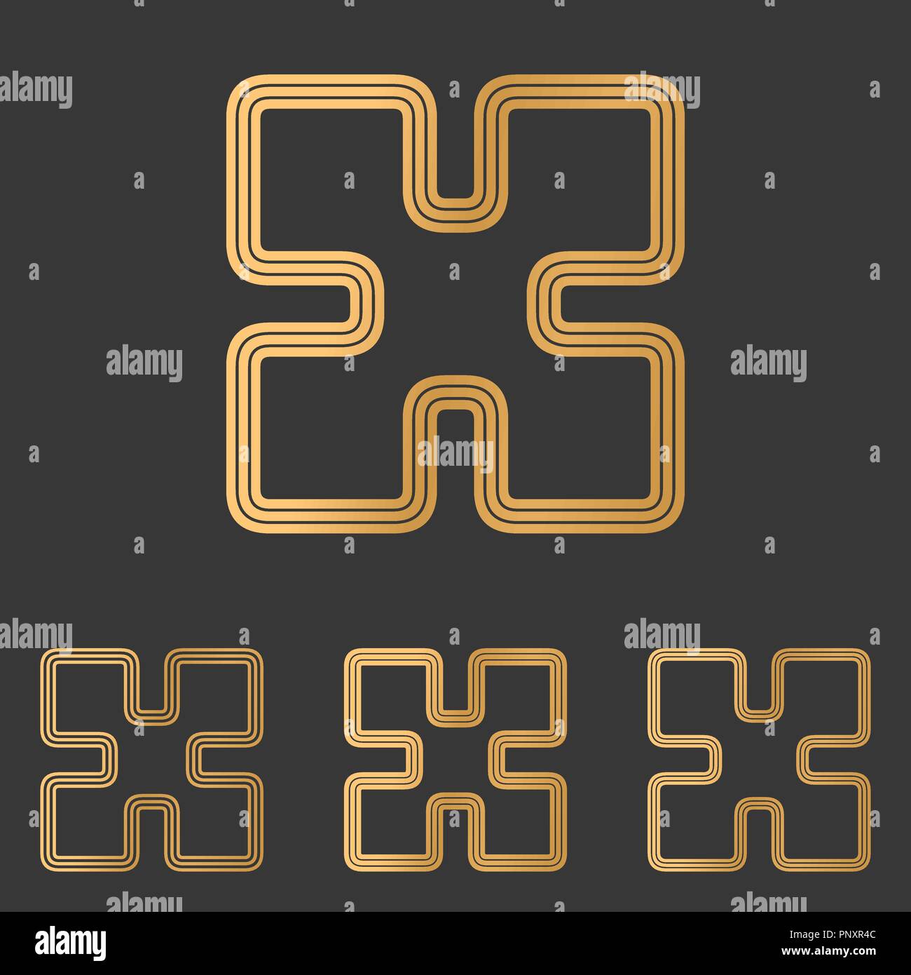 Bronze line science logo design set Stock Vector Image & Art - Alamy