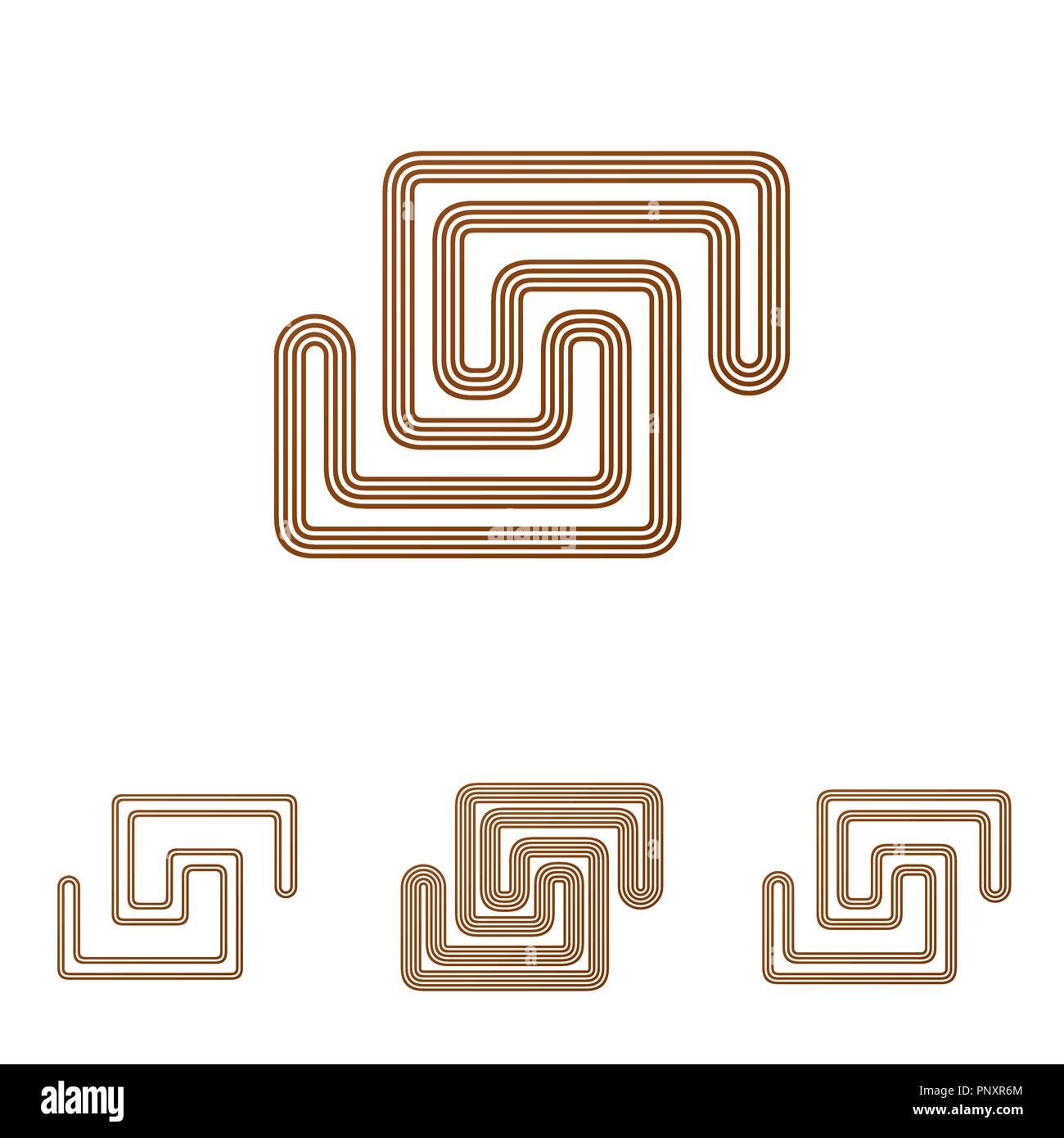 Brown line scientific logo design set Stock Vector Image & Art - Alamy