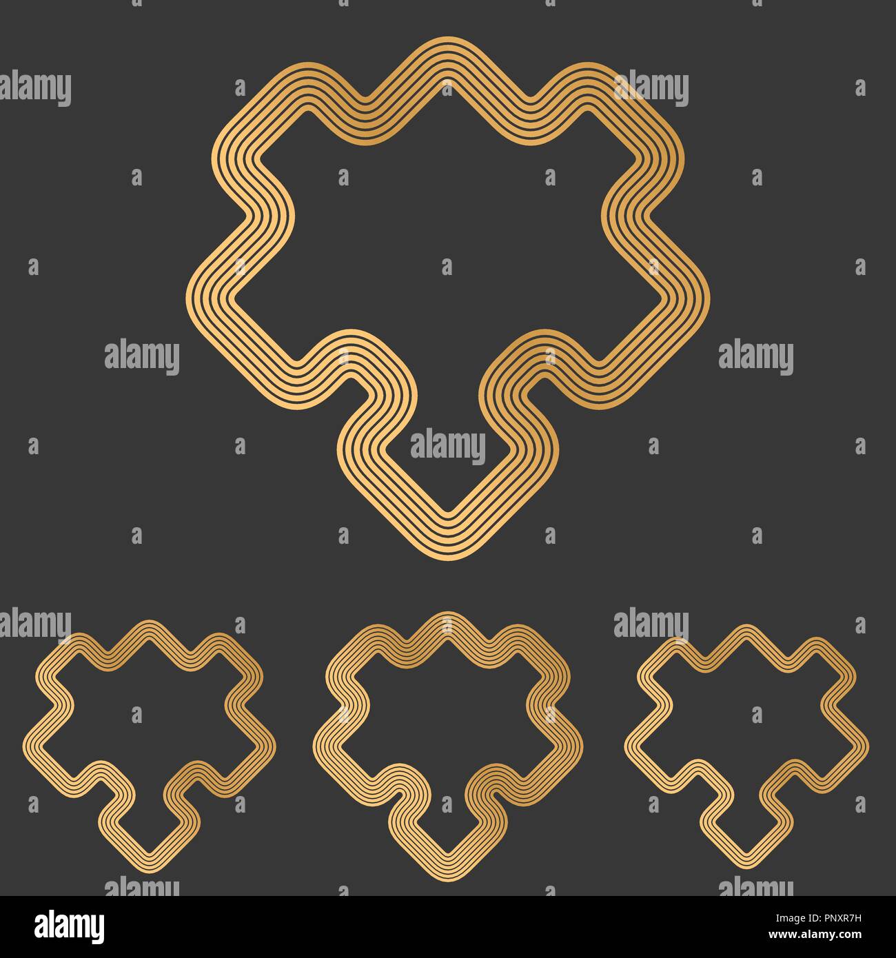 Bronze line puzzle logo design set Stock Vector Image & Art - Alamy
