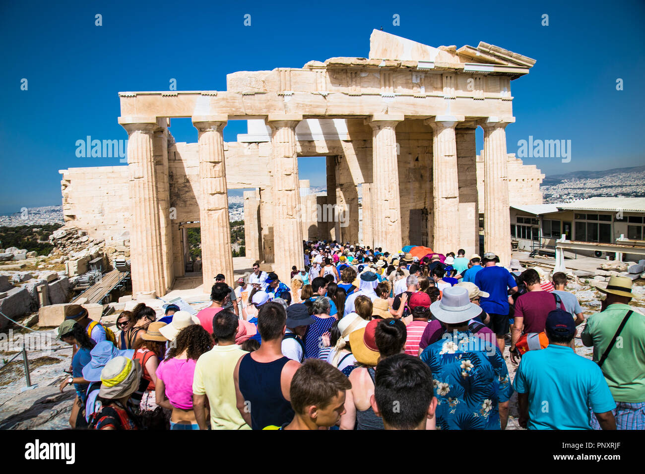 Athens, Greece-June 20, 2016:Propylaea of the famous Acropolis in ...