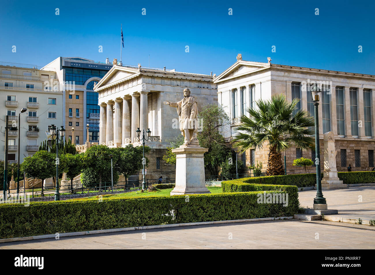 Building of the National Library of Greece in Panepistimio square, one ...