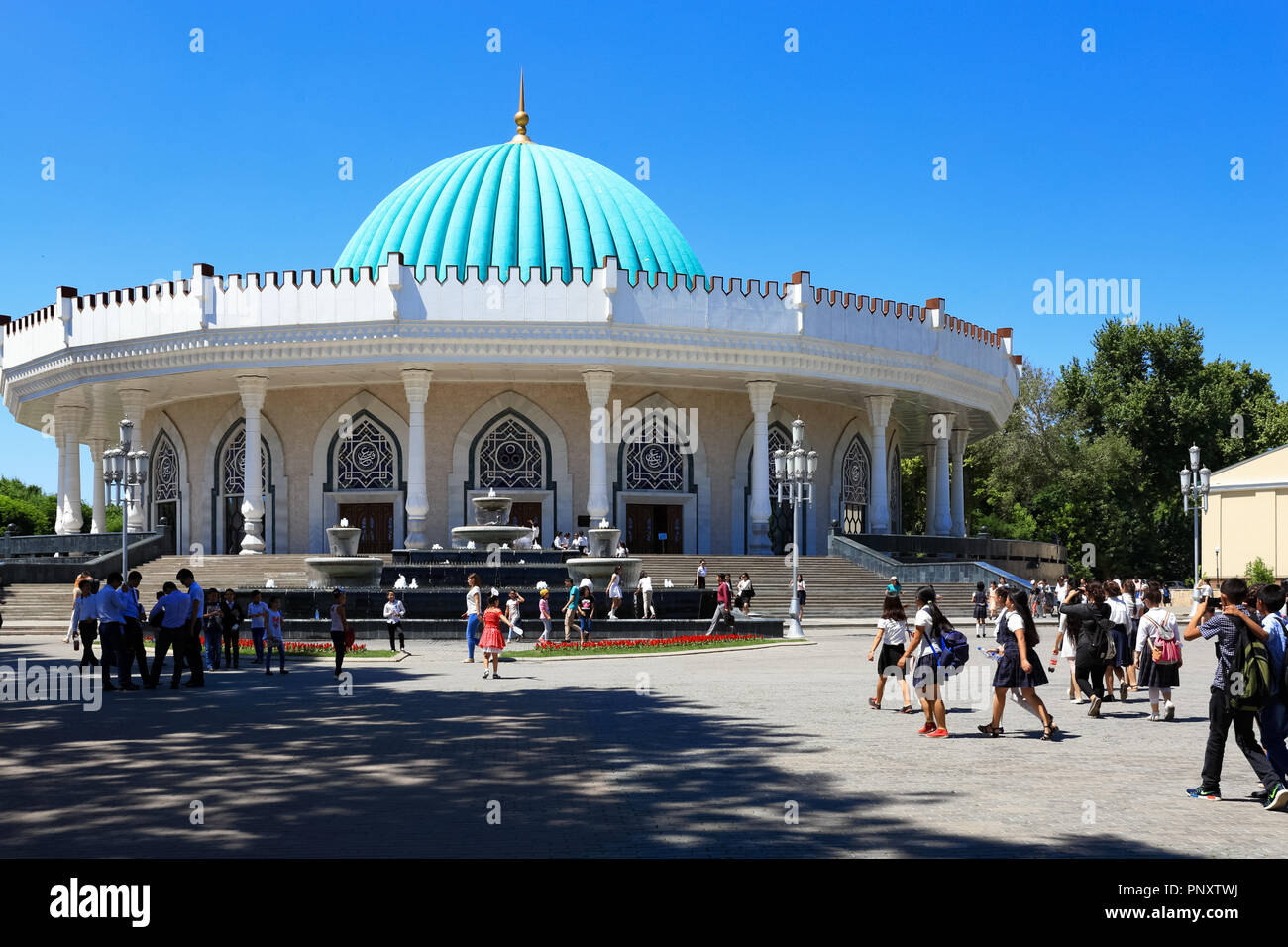 Tashkent, Uzbekistan - May 12, 2017: People and children visiting the ...