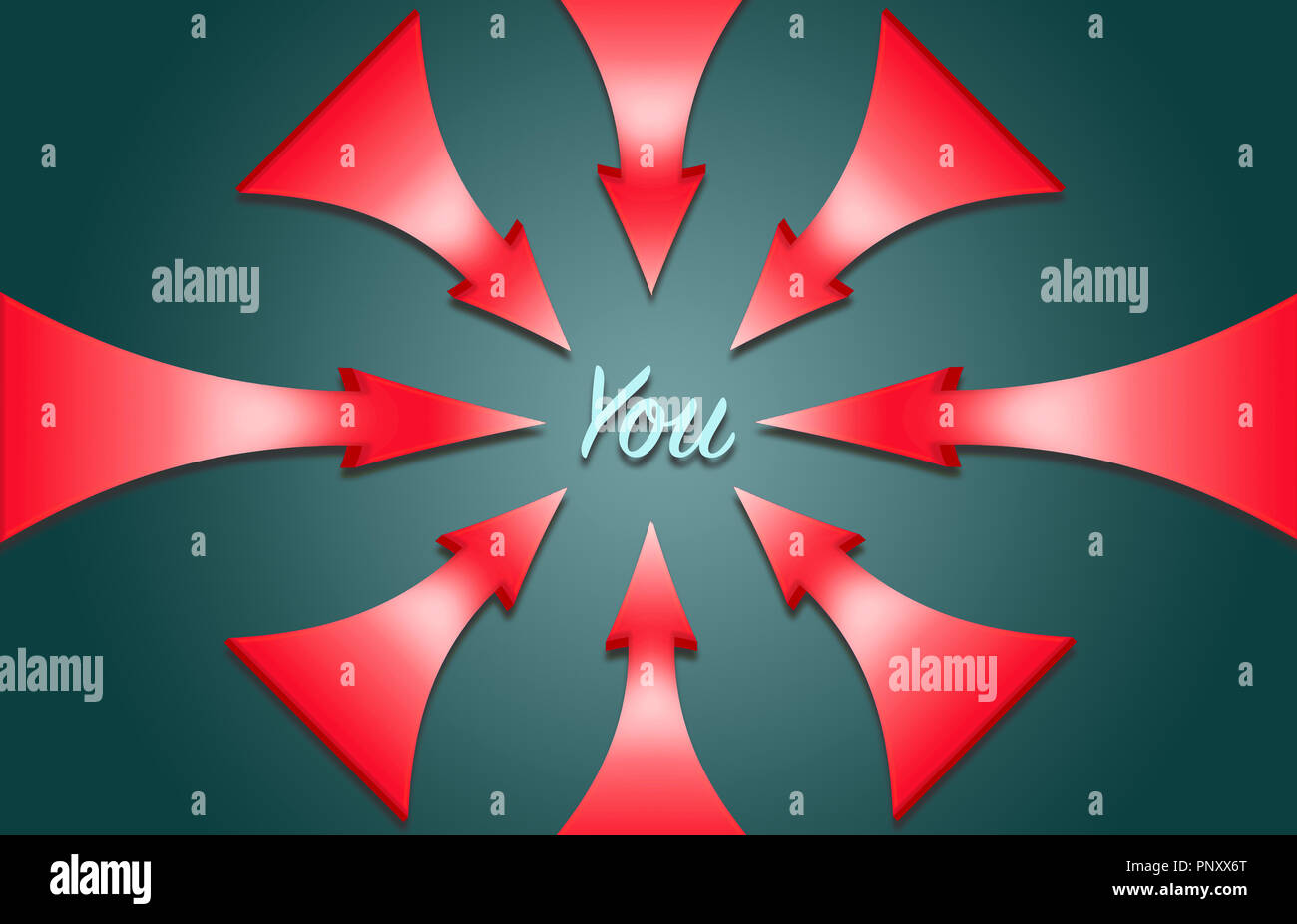 Arrows point to the same point indicating the object of interest. This ...